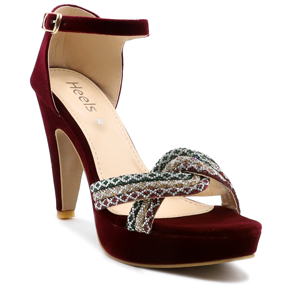 Maroon Bridal Sandal L00660037 – Heels Shoes | New