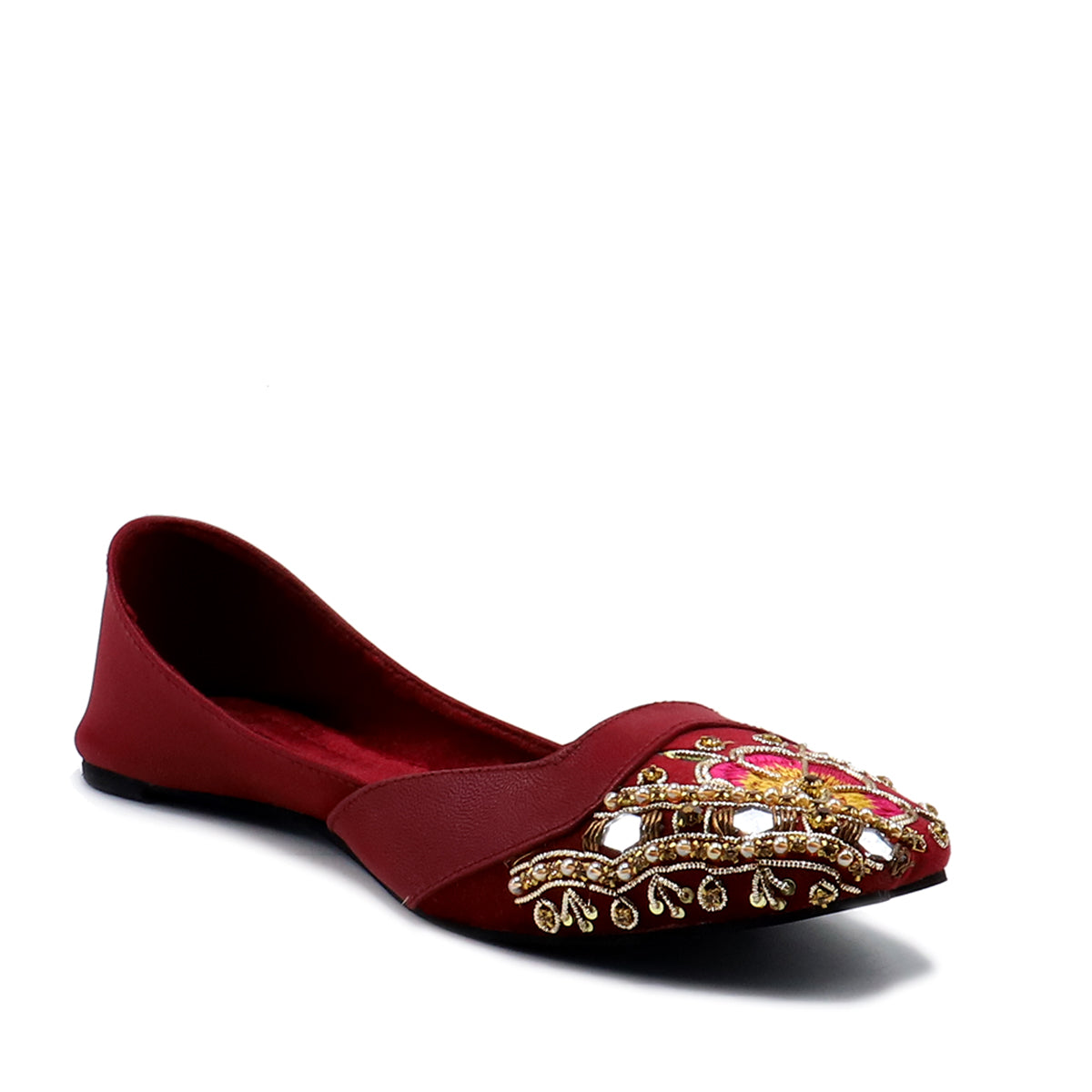 Maroon Ethnic Khussa L00940008 – Heels Shoes
