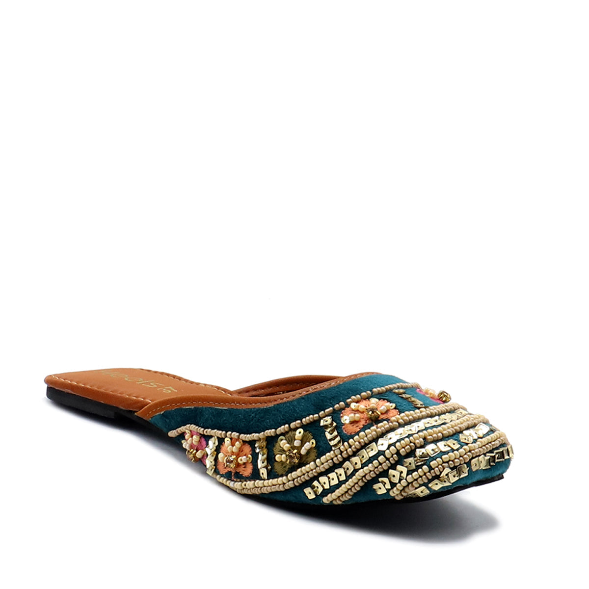 Green Ethnic Mule L00120002 – Heels Shoes | New
